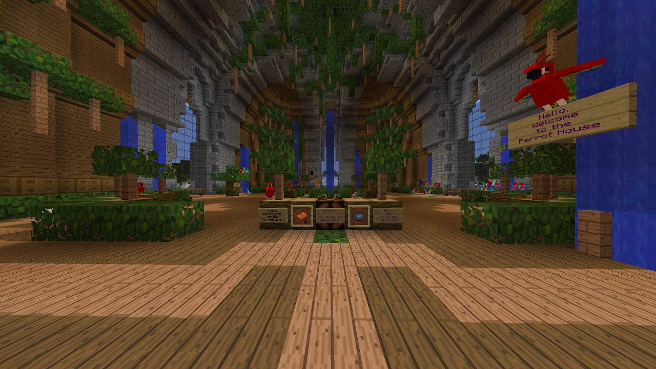 The Parrot House: Redstone Parrot Waterfall Minecraft Map