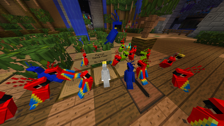 The Parrot House: Redstone Parrot Waterfall Minecraft Map