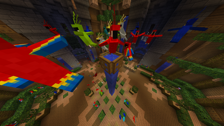 The Parrot House: Redstone Parrot Waterfall Minecraft Map