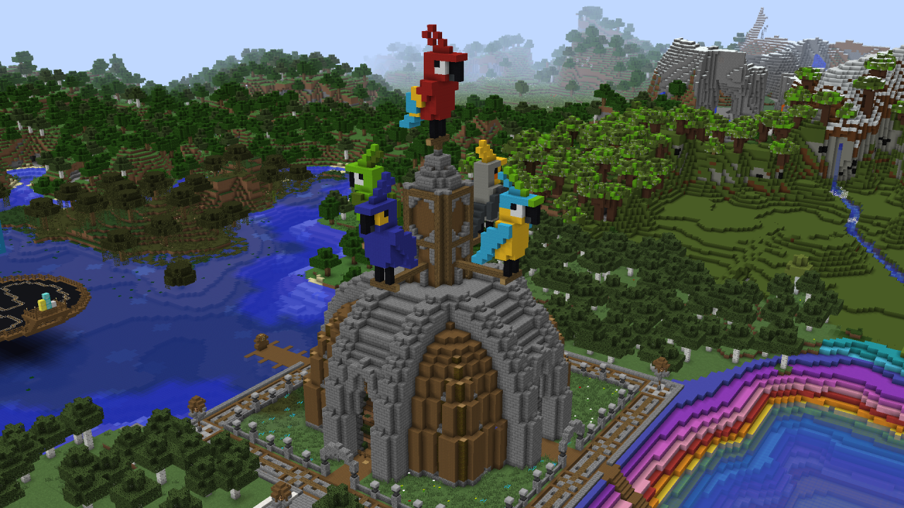 The Parrot House: Redstone Parrot Waterfall Minecraft Map