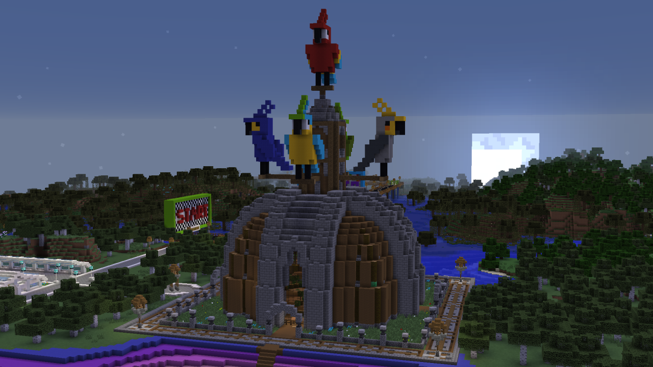 The Parrot House: Redstone Parrot Waterfall Minecraft Map