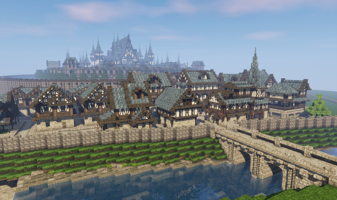 riverside town and castle Minecraft Map