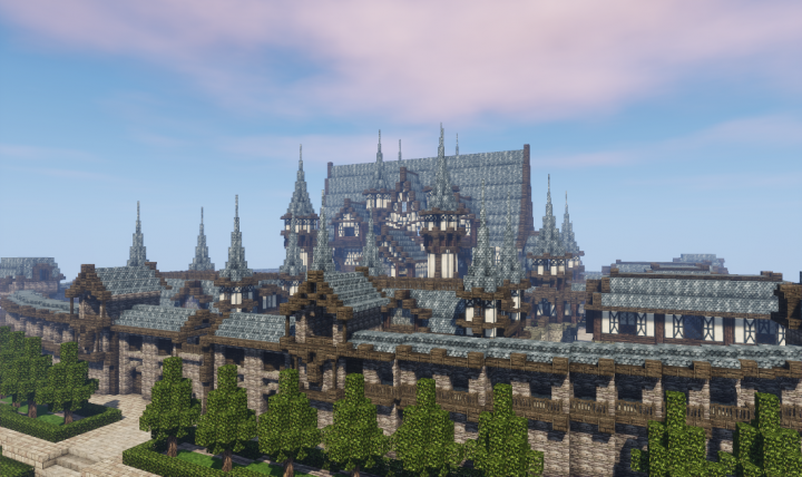 riverside town and castle Minecraft Map