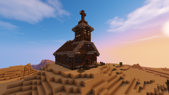 Wild Western General Store, Sheriff's and Church Minecraft Map