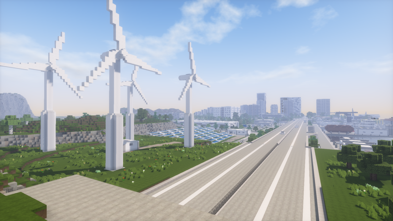 Minecraft Solar Power Plant and Wind Turbines Minecraft Map