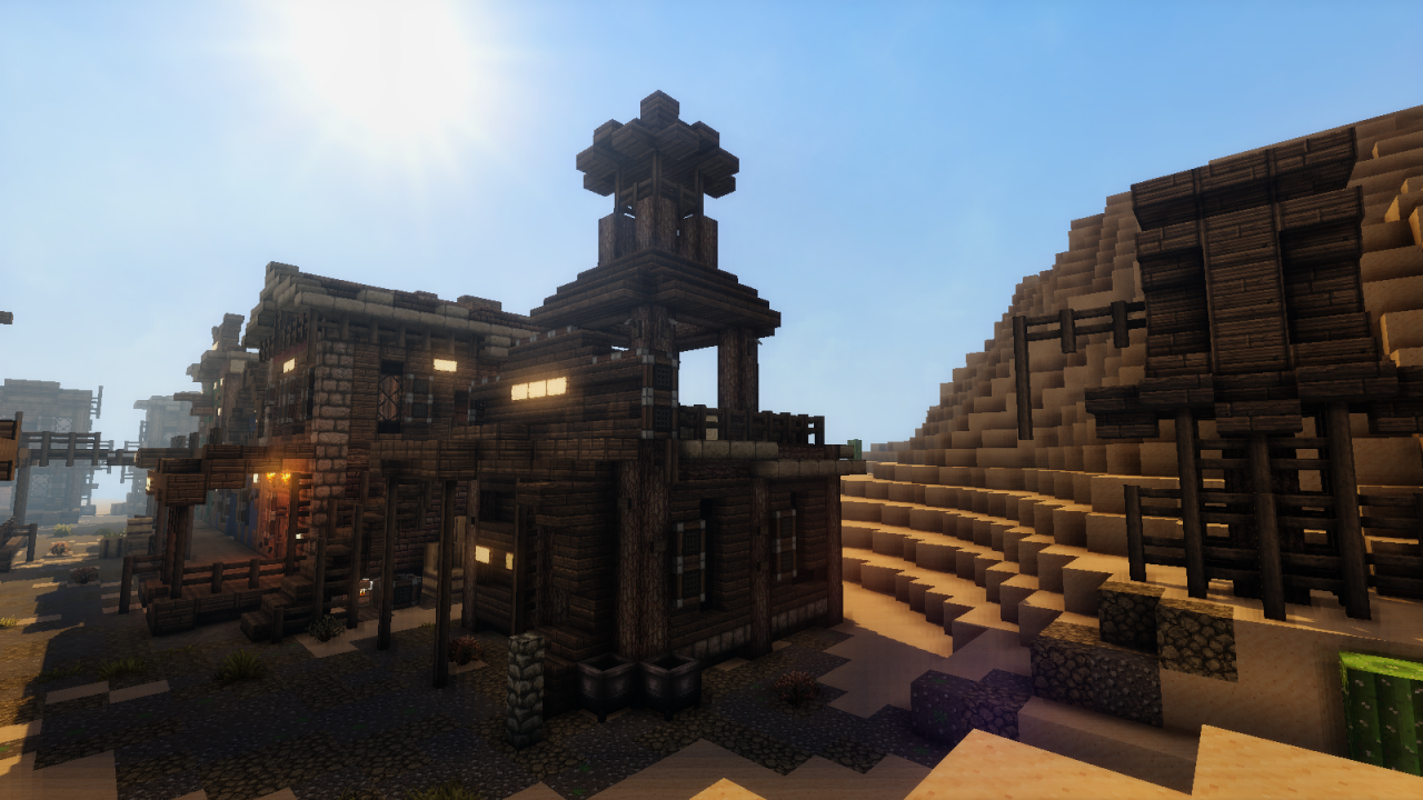 Wild Western Fire Station and Water Tower Minecraft Map