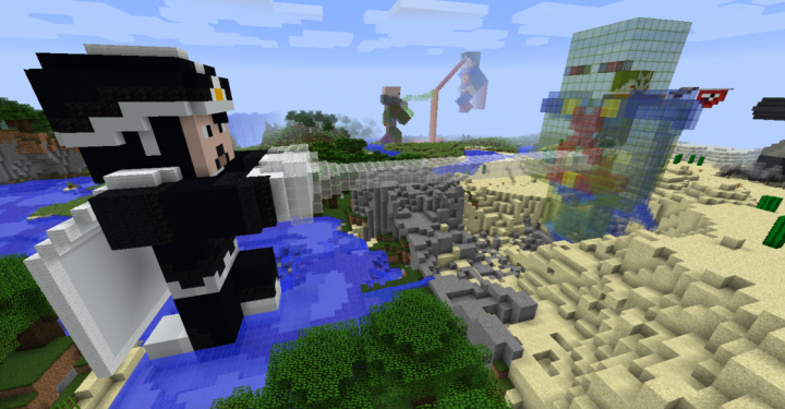 Giant Statues of the Justice League fighting various members of the ...