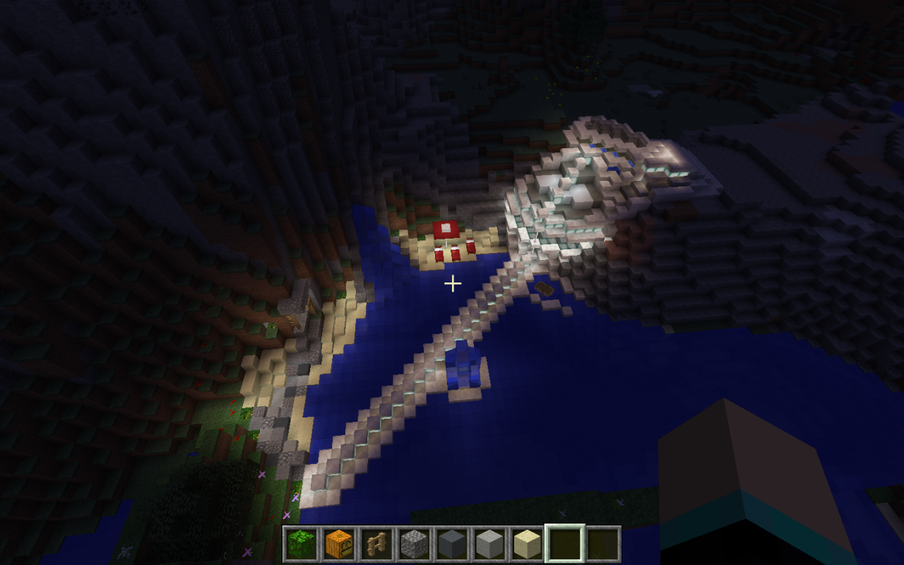 Modern house in a flower forest biome overlooking a lake Minecraft Map