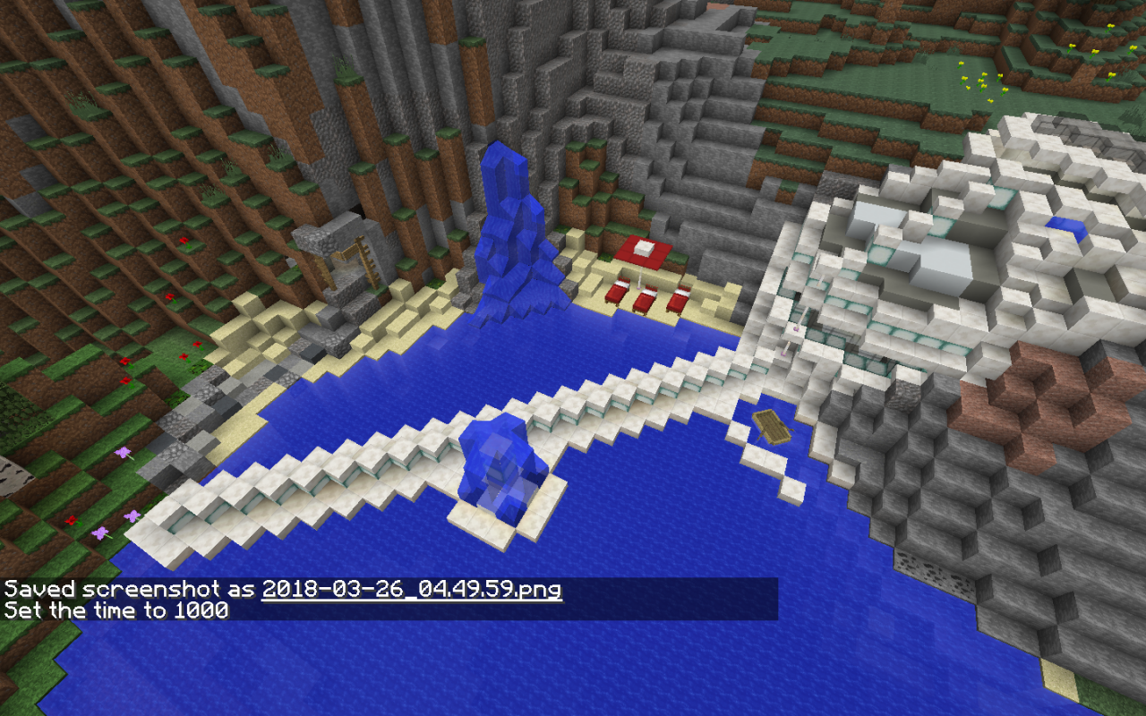 Modern house in a flower forest biome overlooking a lake Minecraft Map