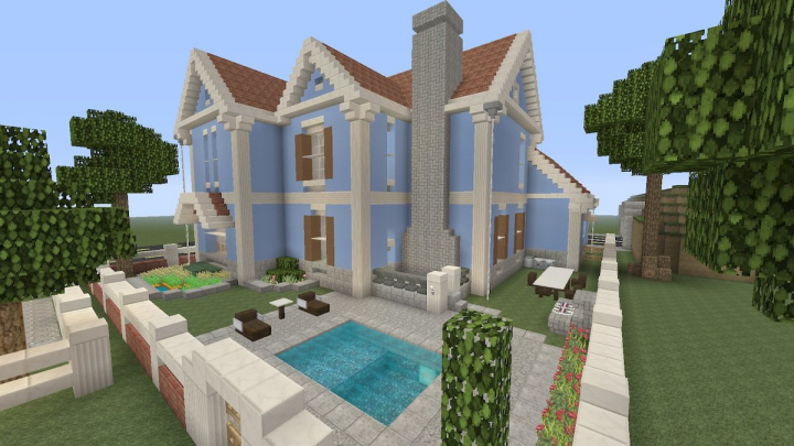 Light Blue Suburban House Minecraft Map