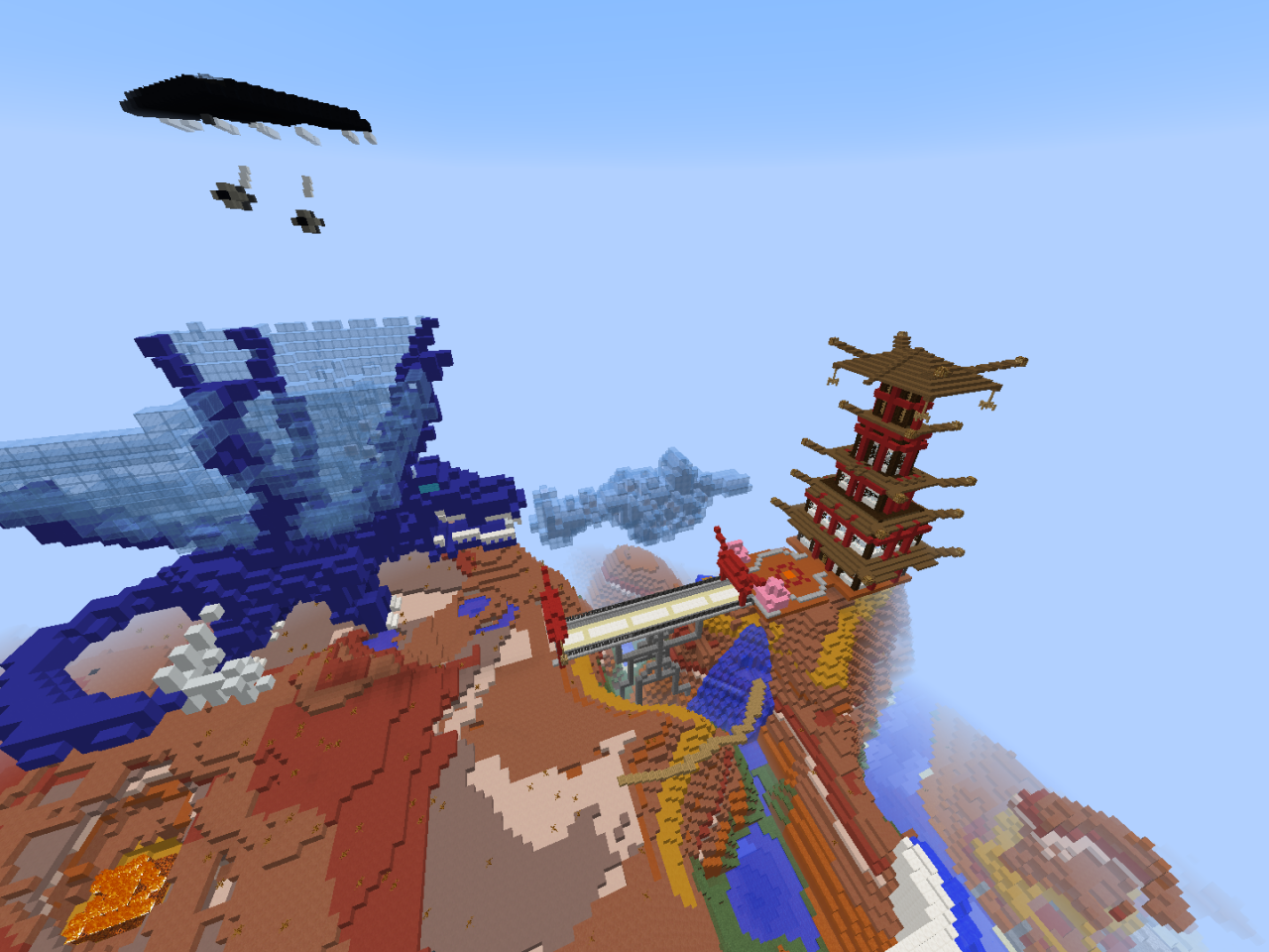HUGE CREATURES TAKING OVER CHINESE TOWER Minecraft Map