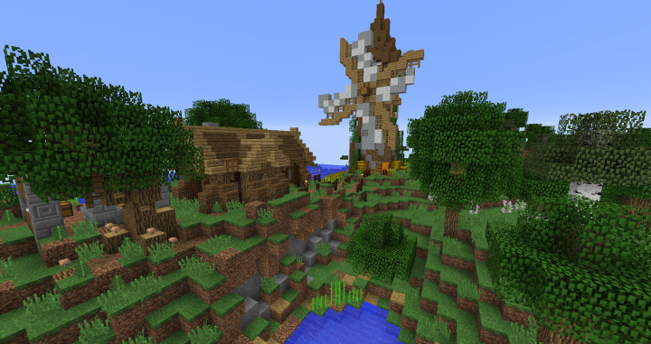survival blacksmith/farmer house/windmill Minecraft Map