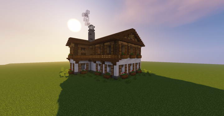 Building tutorial: Swiss chalet style Minecraft Map