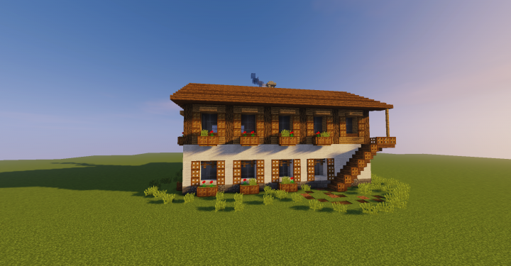 Building tutorial: Swiss chalet style Minecraft Map