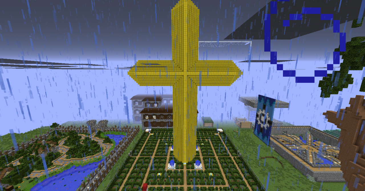 Giant Gold Cross With Cemetery Minecraft Map