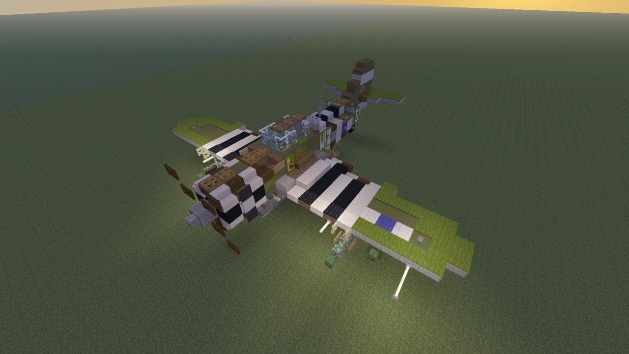 WWII U.S Republic P-47 Thunderbolt, Regular OD and Bare steel Minecraft Map