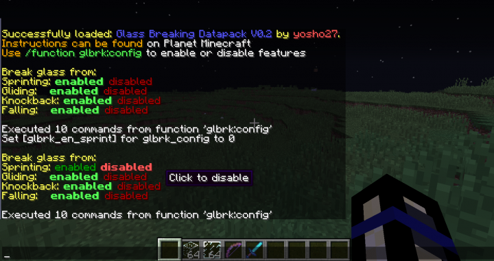 Glass Breaking DataPack Minecraft Mod
