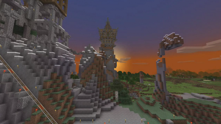 Bedrock Edition - Survival - CobbleOak Spire Tower Minecraft Map