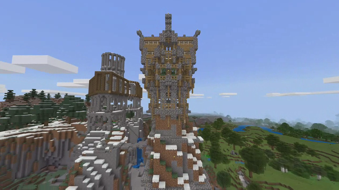 Bedrock Edition - Survival - CobbleOak Spire Tower Minecraft Map