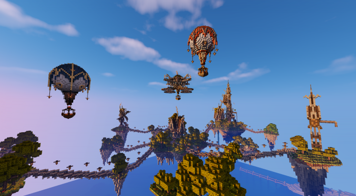 Iles volante Steampunk + Constructions Minecraft Map