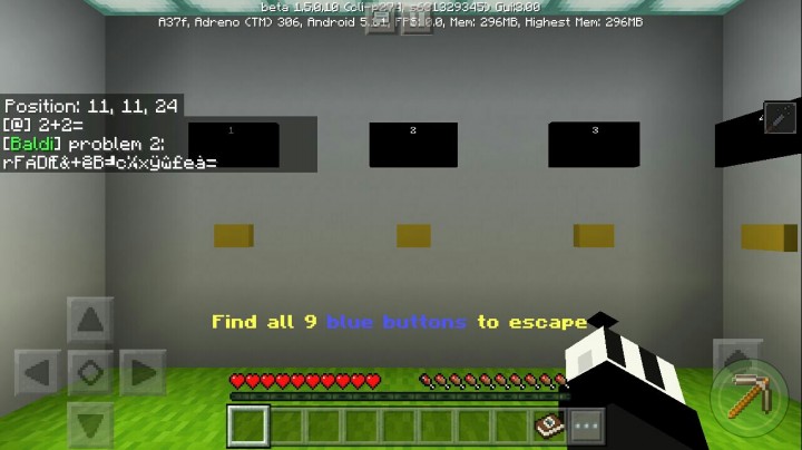 Baldi Basics in Find the Button Minecraft Map