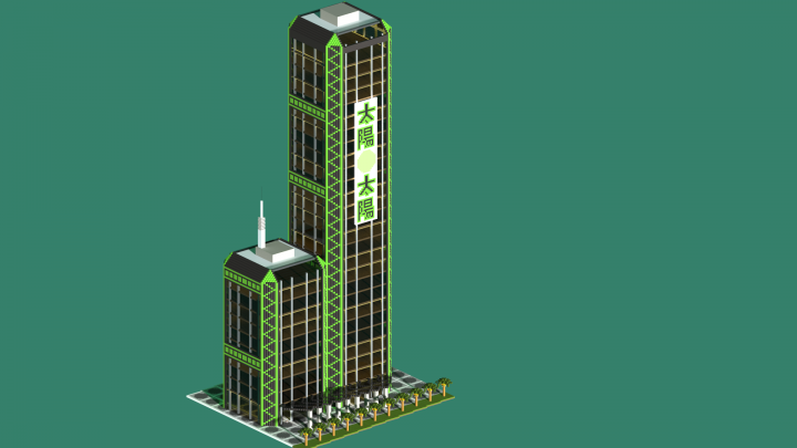 green sun building Minecraft Map