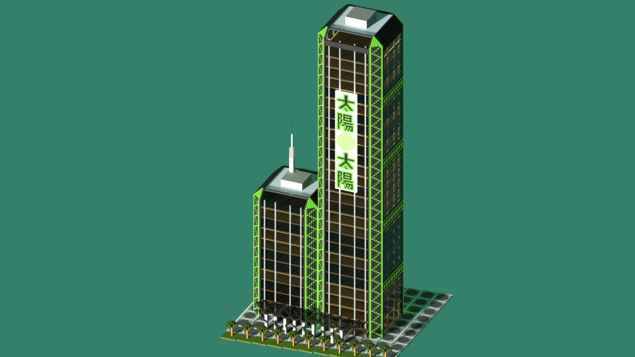green sun building Minecraft Map
