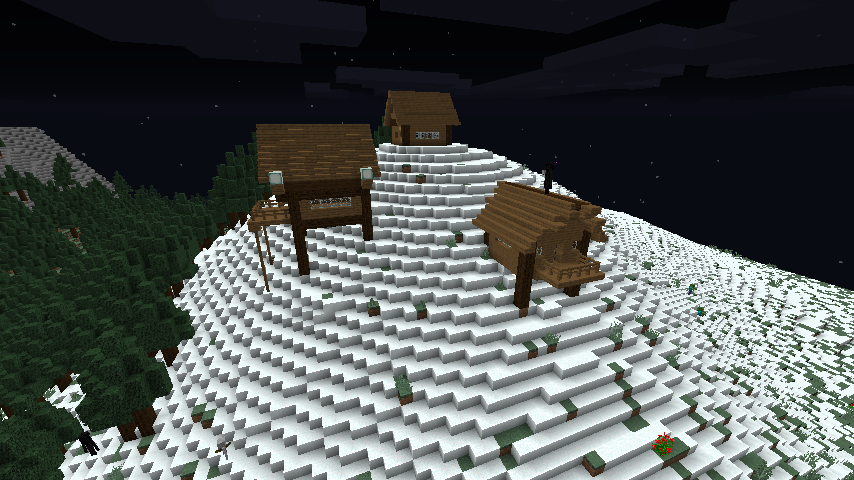 snow Montain with houses . Minecraft Map