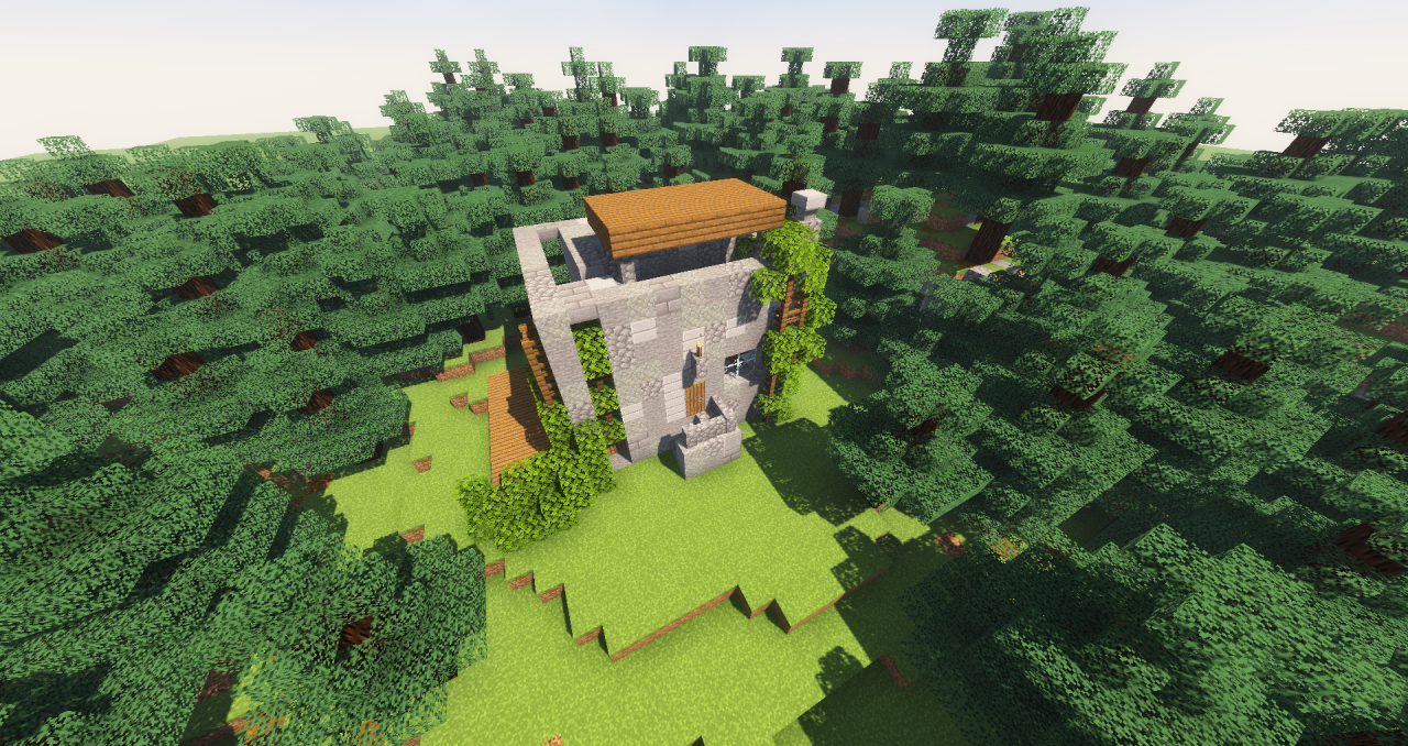 Modern cabin, in a pine forest Minecraft Map