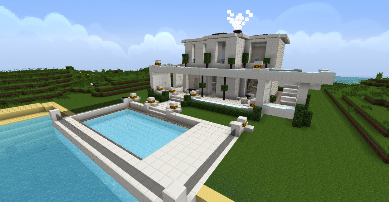 white modern house by ninjakiller160 Minecraft Map
