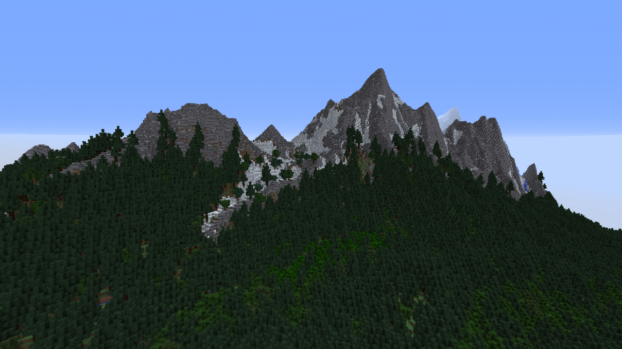 Small coastal town with slightly more realistic mountain Minecraft Map