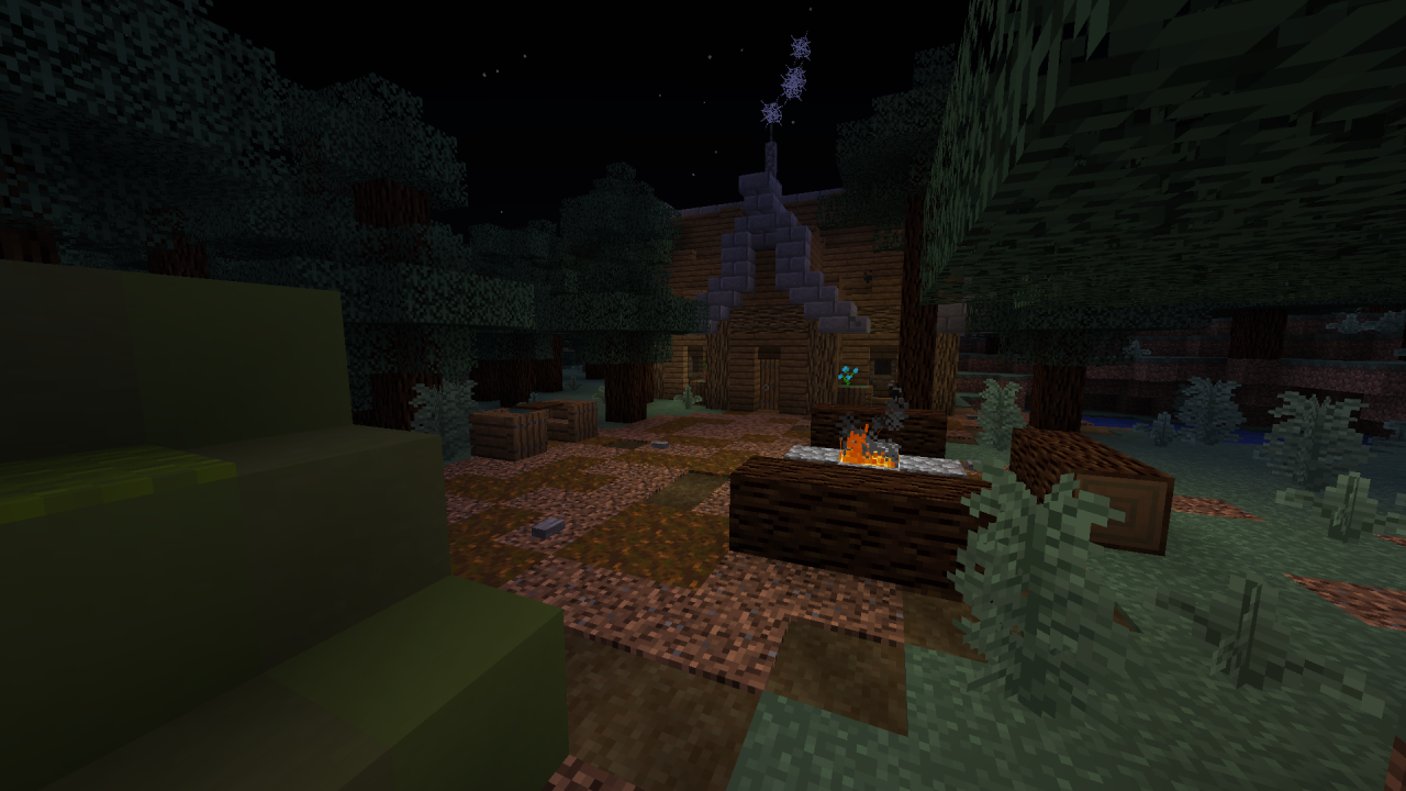 Rustic house with tent, campfire and pond Minecraft Map