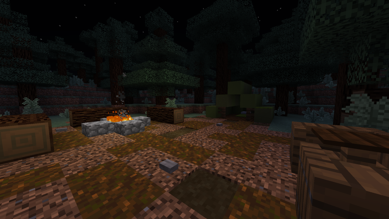 Rustic house with tent, campfire and pond Minecraft Map