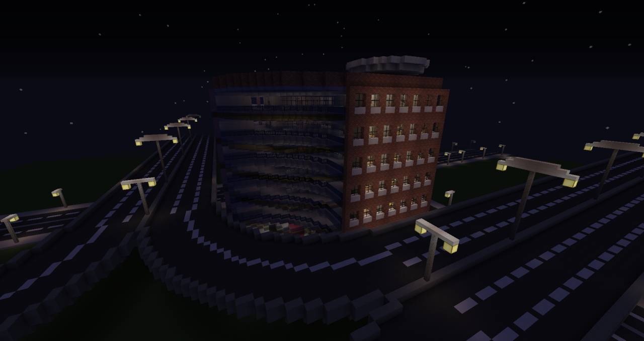 modern multi-story brick office building with helicopter pad Minecraft Map