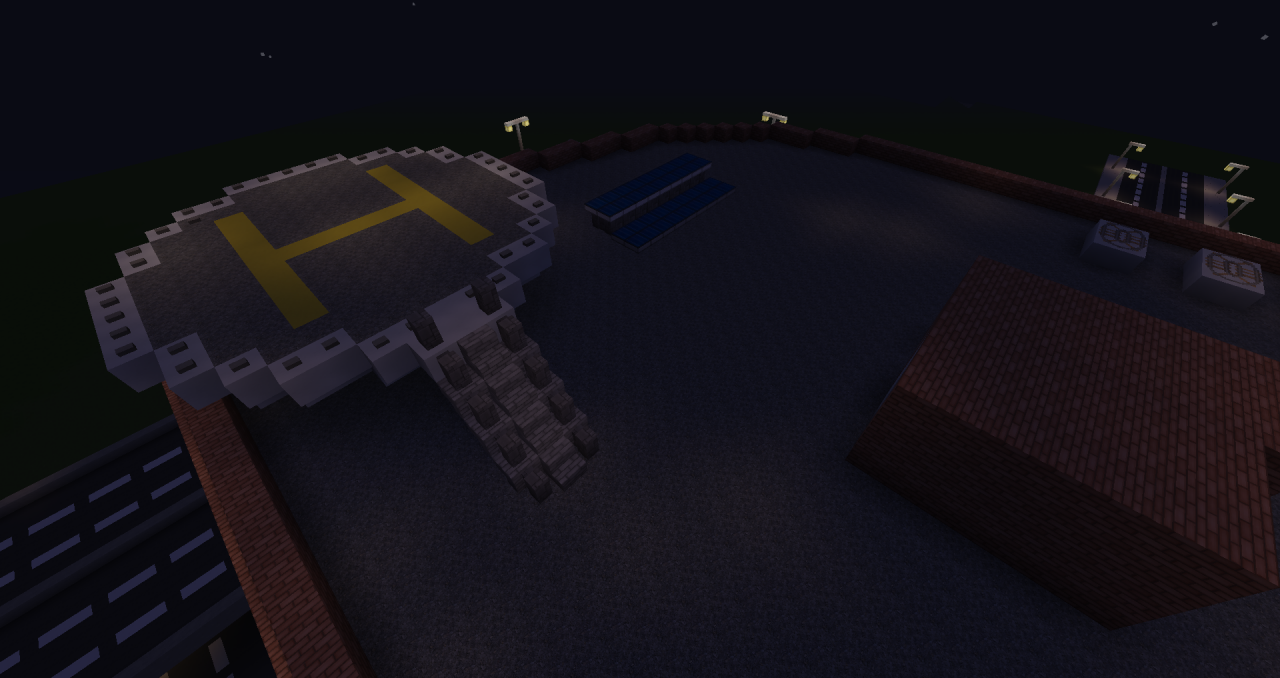 modern multi-story brick office building with helicopter pad Minecraft Map