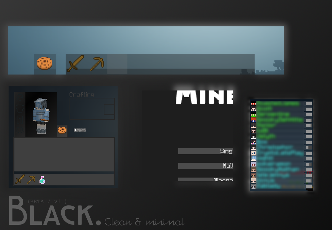 GUI Texurepack | Black. Texture (clean & minimals) Minecraft Texture Pack