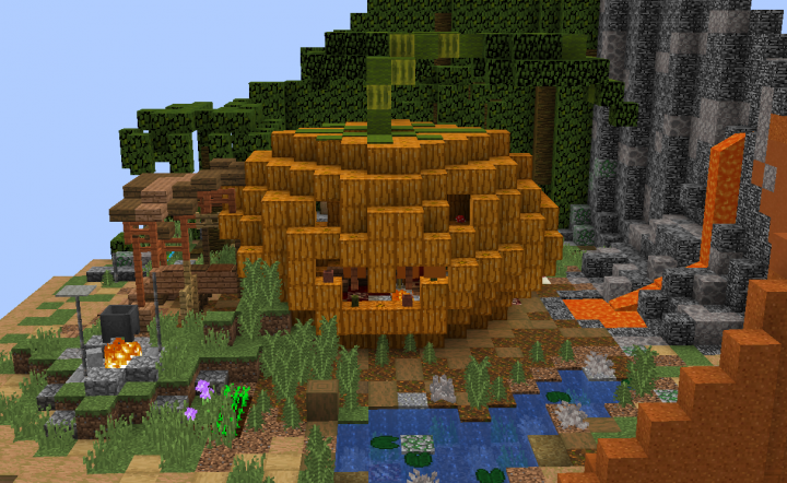Voodoo Pumpkin House in Four Biome Ecotone Minecraft Map