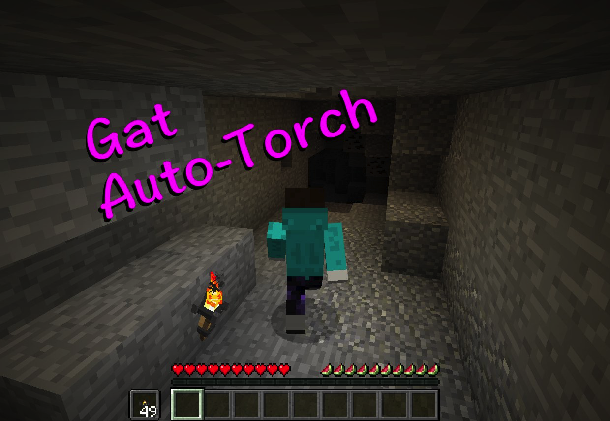 Gat Auto-Torch DataPack Minecraft Data Pack