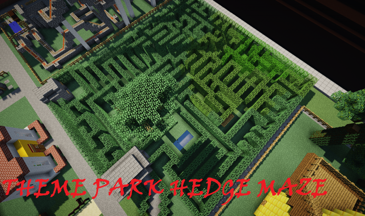 Theme Park HEDGE MAZE! Minecraft Map