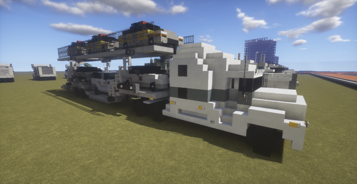 Kenworth T680 Sleeper Semi Truck & Car Transport Trailer Minecraft Map