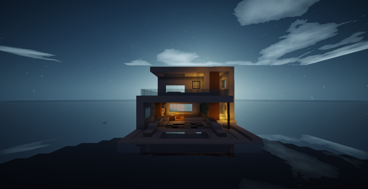 modern house floating Minecraft Map