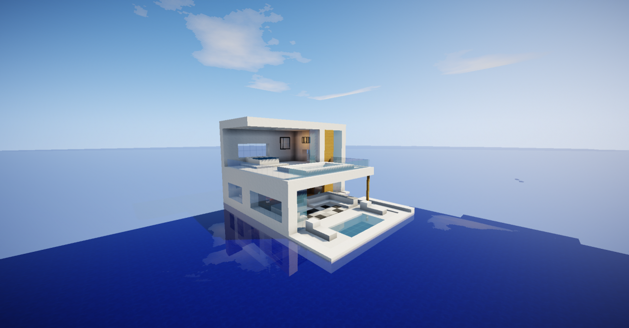 modern house floating Minecraft Map
