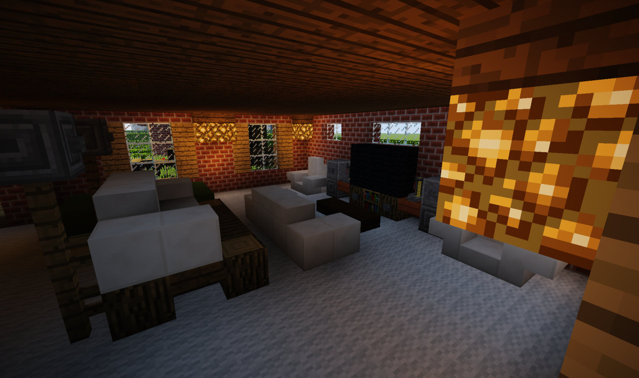 Red Brick GABLE COUNTRY HOUSE +Yard Minecraft Map