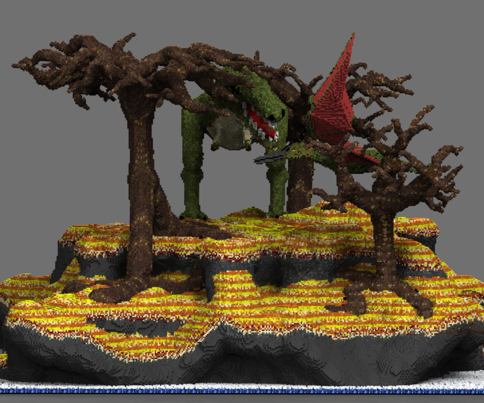 T-Rex attacking a Pteranodon Minecraft Map