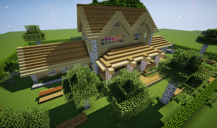 BIRCH WOOD GABLE COUNTRY HOUSE +Yard Minecraft Map