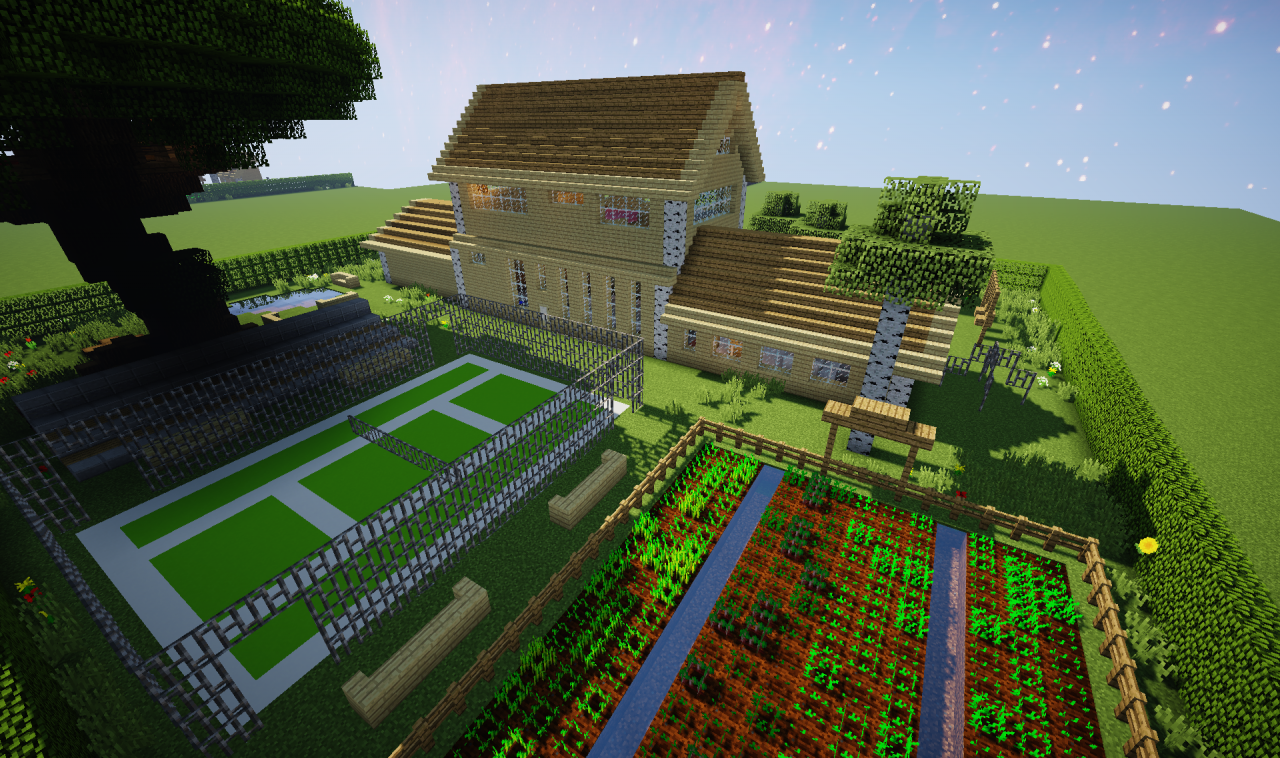BIRCH WOOD GABLE COUNTRY HOUSE +Yard Minecraft Map