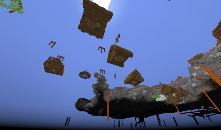 Floating islands with a floating village [18w50a] Minecraft Map