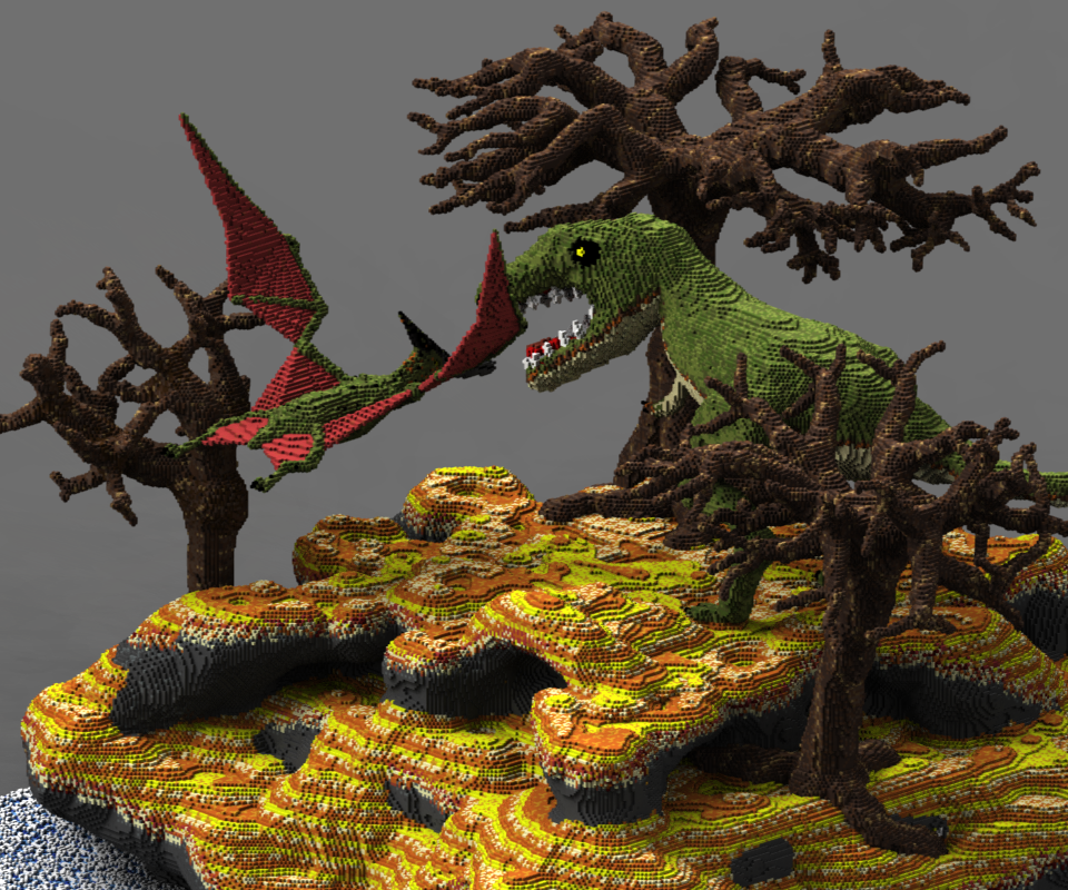 T-Rex attacking a Pteranodon Minecraft Map