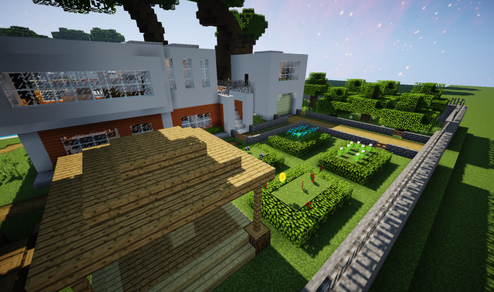MODERN HOME and THREE TREE +Yard Minecraft Map