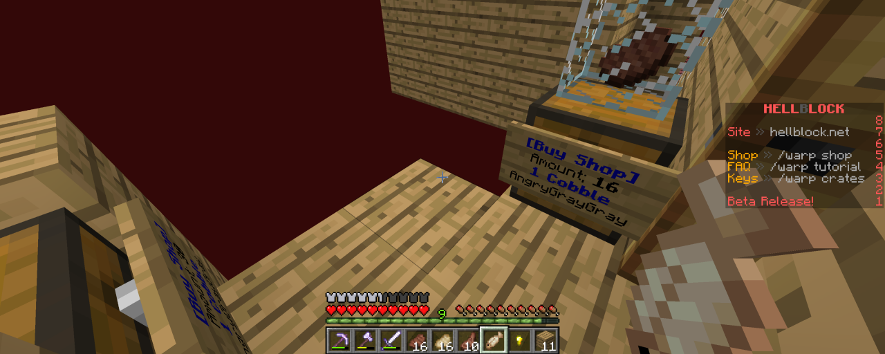 Working on shop at hellblock.net Minecraft Map
